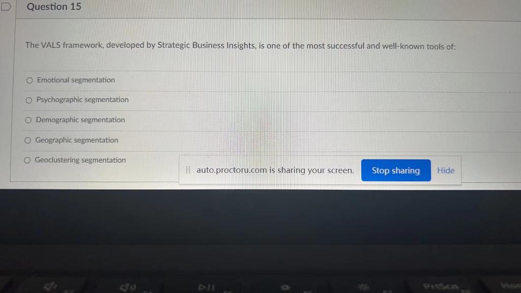Solved Question 15 The VALS framework, developed by | Chegg.com