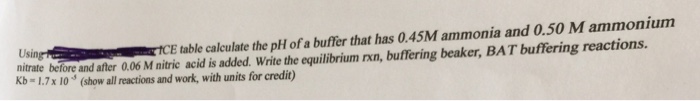 Solved Using Ice Table Calculate The Ph Of A Buffer That 5448