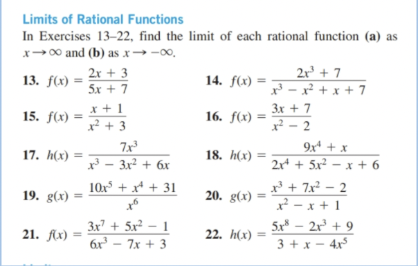 Solved = Limits of Rational Functions In Exercises 13–22, | Chegg.com