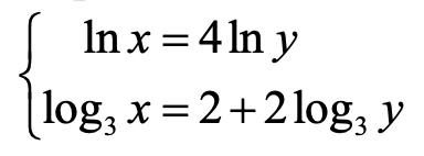 Solved In x=4 In y log; x = 2+2 log; y | Chegg.com