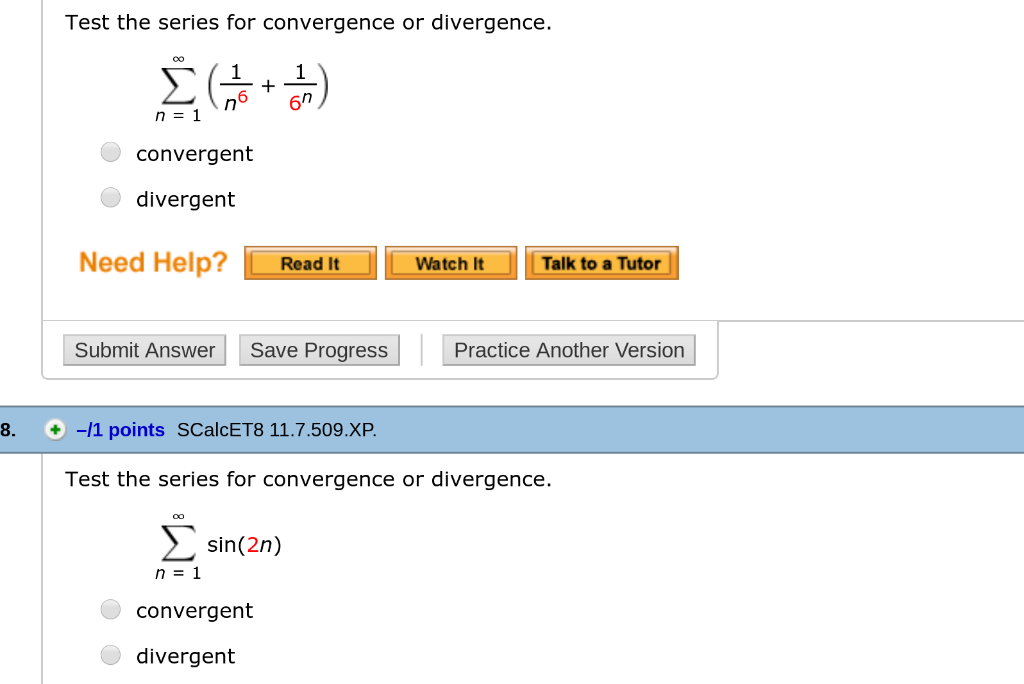 Solved Test the series for convergence or divergence. 6 6n | Chegg.com