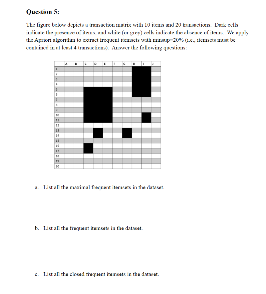 Solved The figure below depicts a transaction matrix with 10 | Chegg.com