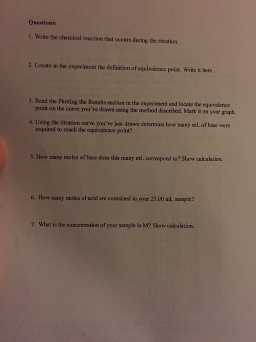 Solved Pre-Lab Assignment for Experiment 19:Titration Curves | Chegg.com Solved Pre-Lab Assignment for Experiment 19:Titration Curves | Chegg.com