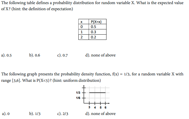 Solved The following table defines a probability | Chegg.com