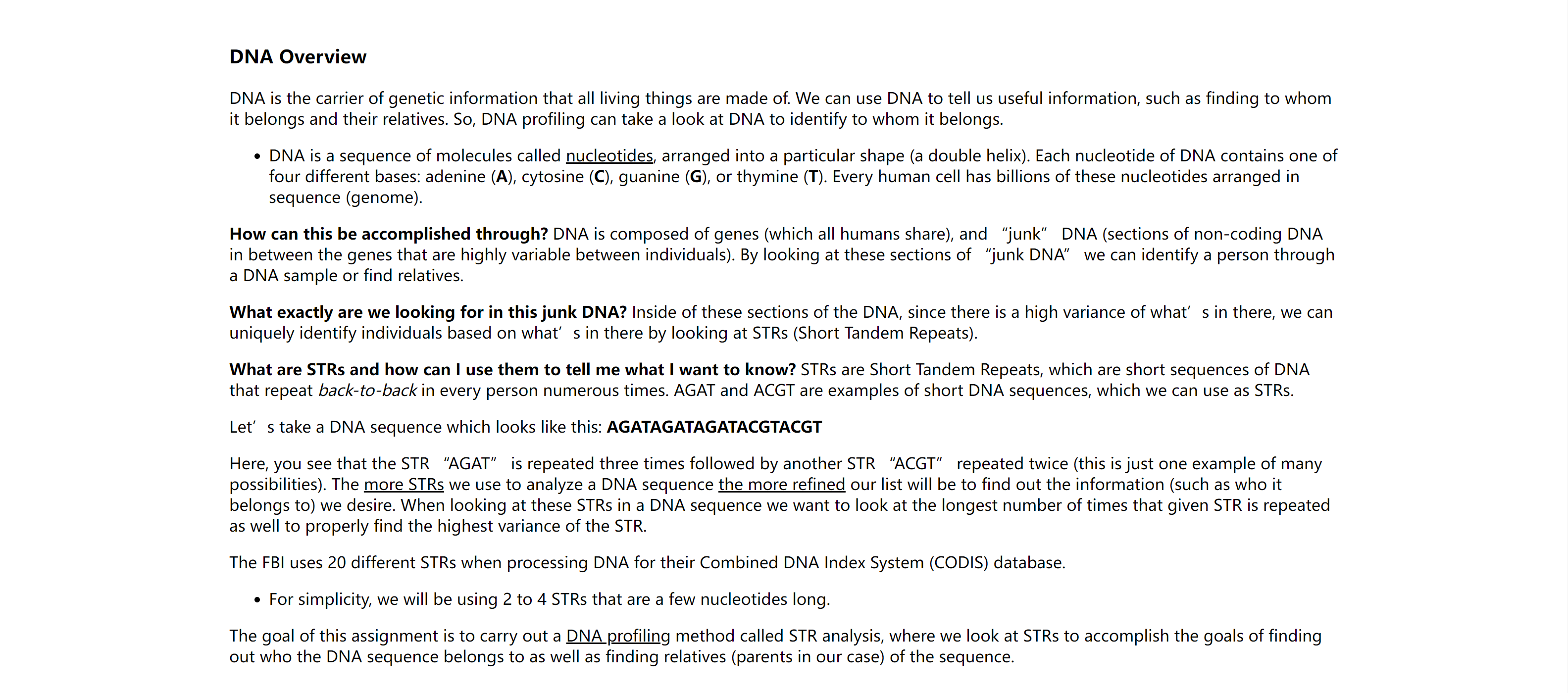Solved DNA Overview DNA is the carrier of genetic | Chegg.com