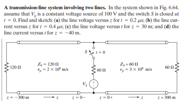 Solved A transmission-line system involving two lines. In | Chegg.com