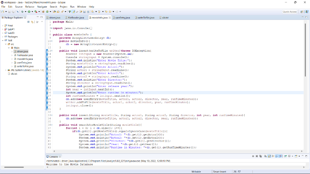 Java Program: Every time I run my program after I | Chegg.com