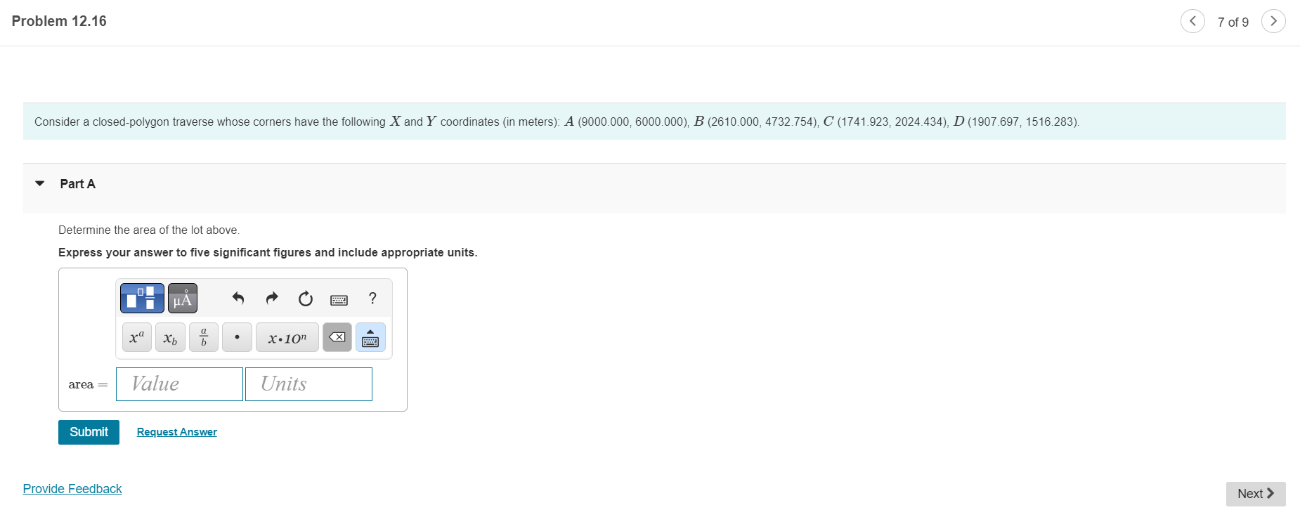 Solved Determine the area of the lot above. Express your | Chegg.com