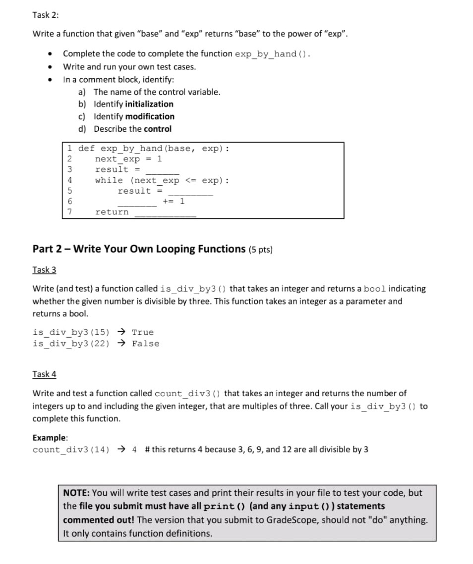 Solved Due Date: Due today by the end of class. Submission | Chegg.com