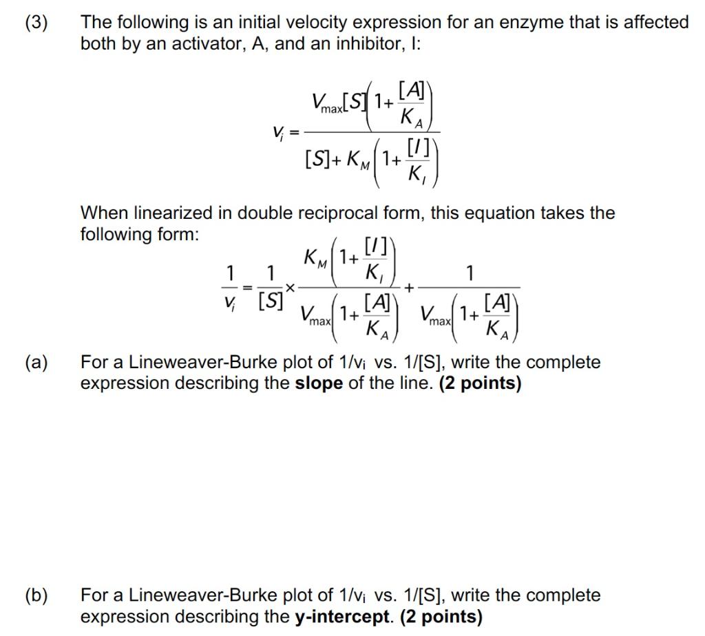 Solved 3) The following is an initial velocity expression | Chegg.com