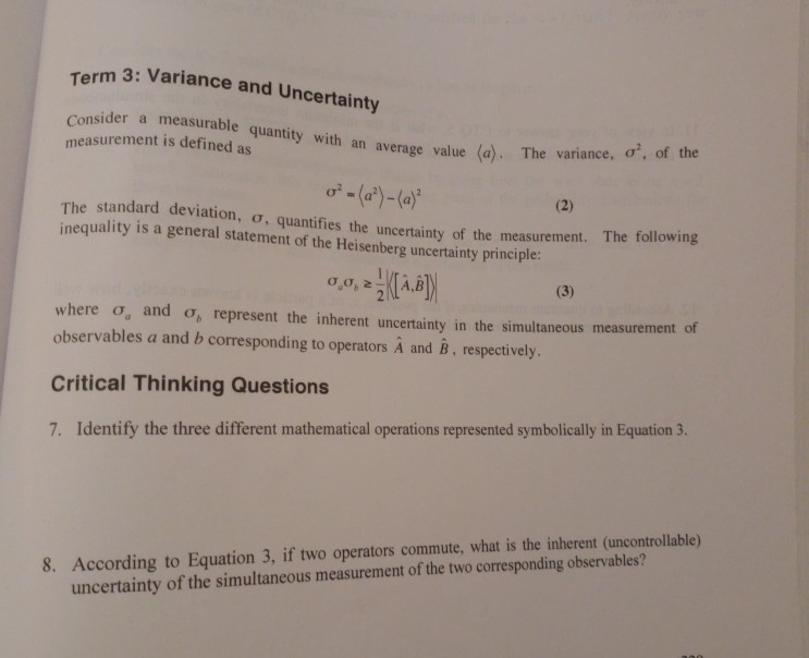 Solved Term 3: Variance and Uncertainty Consider a | Chegg.com