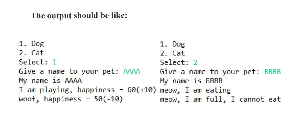 Solved IN JAVA Design a “pet” class and two child classes | Chegg.com