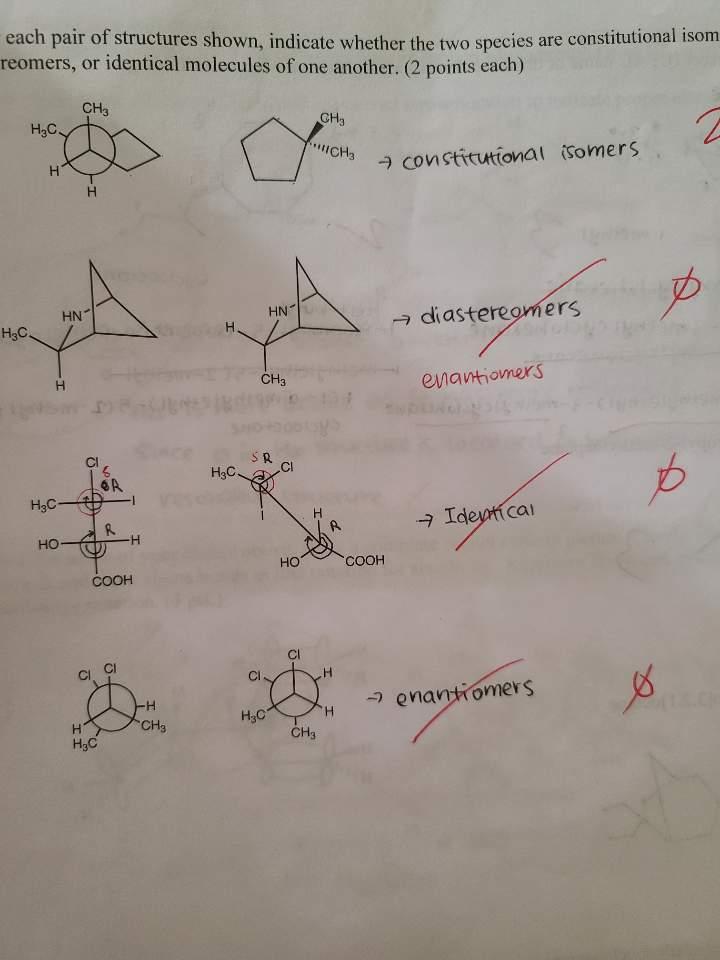 Solved For each pair of structures shown, indicate whether | Chegg.com