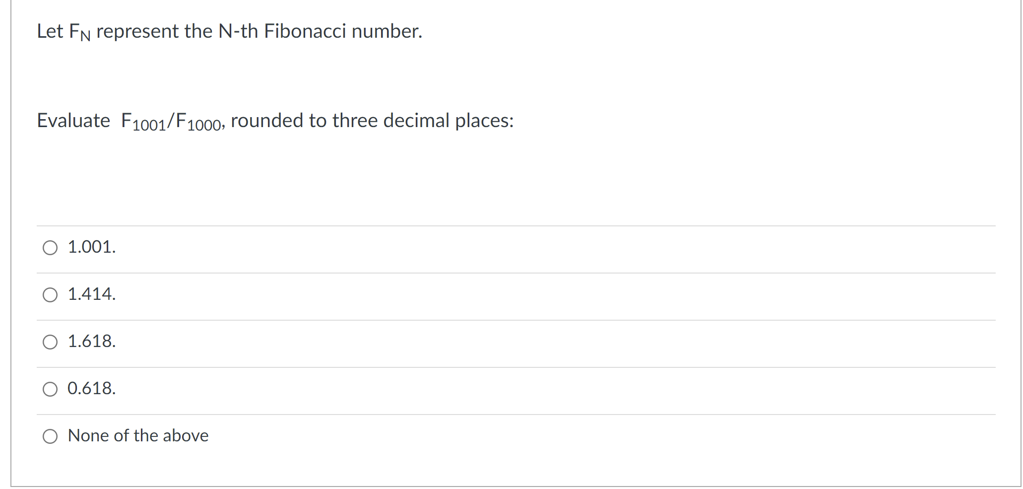 Solved Let En represent the N-th Fibonacci number. Evaluate | Chegg.com