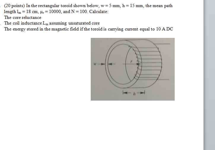 Solved (20 points) In the rectangular toroid shown below, | Chegg.com