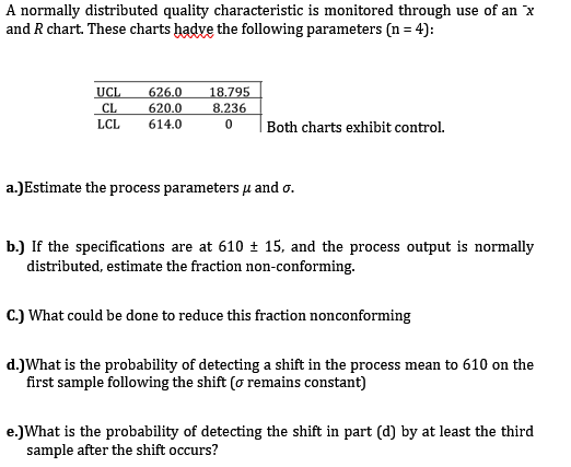 Solved A normally distributed quality characteristic is | Chegg.com