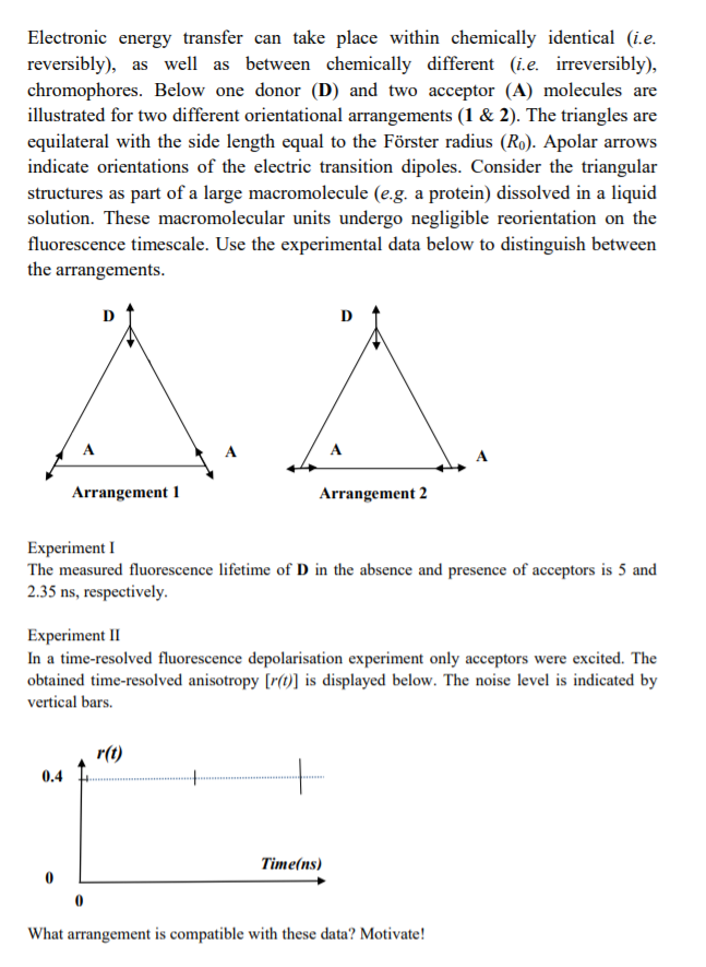 Solved Electronic energy transfer can take place within | Chegg.com