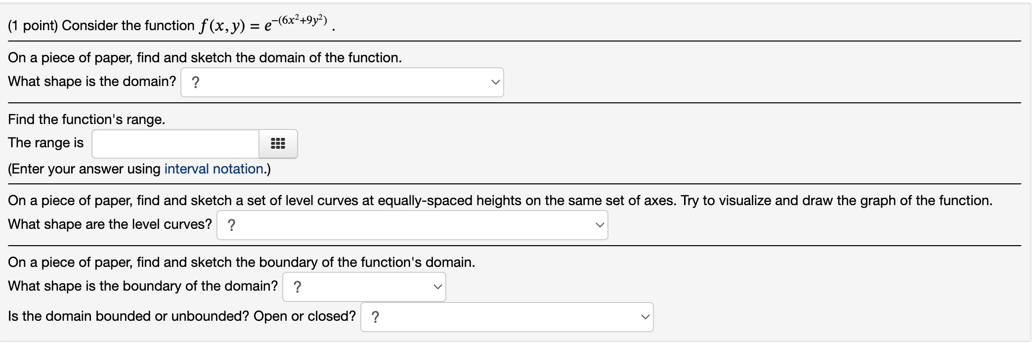 Solved (1 ﻿point) ﻿Consider the function | Chegg.com