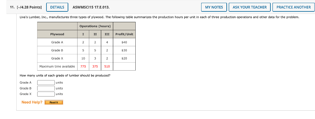 Solved 10. [-/4.28 Points] DETAILS ASWMSCI15 17.E.007. MY | Chegg.com