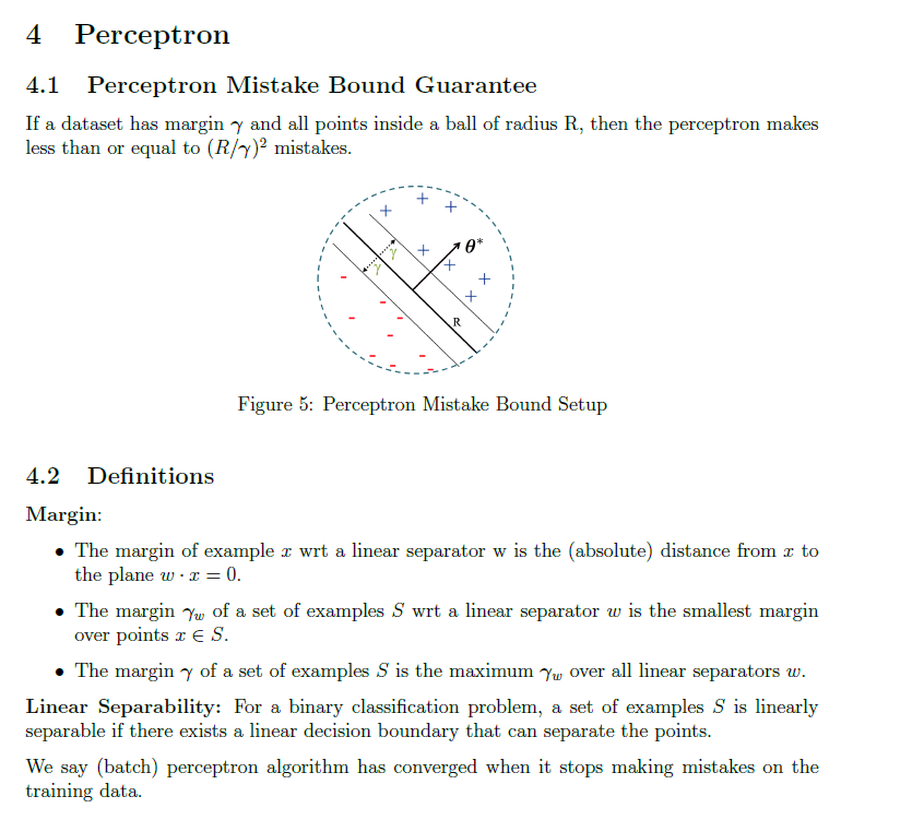 Solved 4 Perceptron 4 1 Perceptron Mistake Bound Guarantee