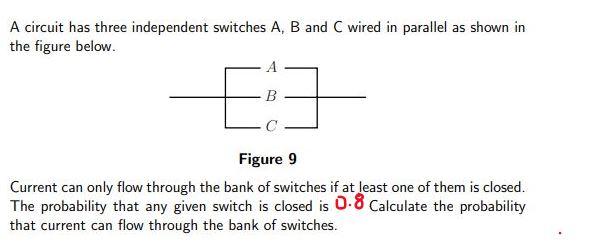 Solved A circuit has three independent switches A, B and C | Chegg.com