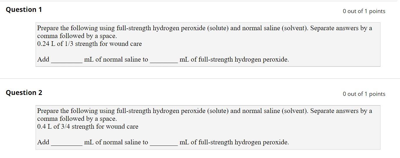 Solved Prepare the following using full-strength hydrogen | Chegg.com