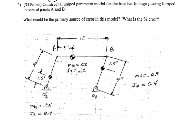 Construct a lumped parameter model for the four bar | Chegg.com