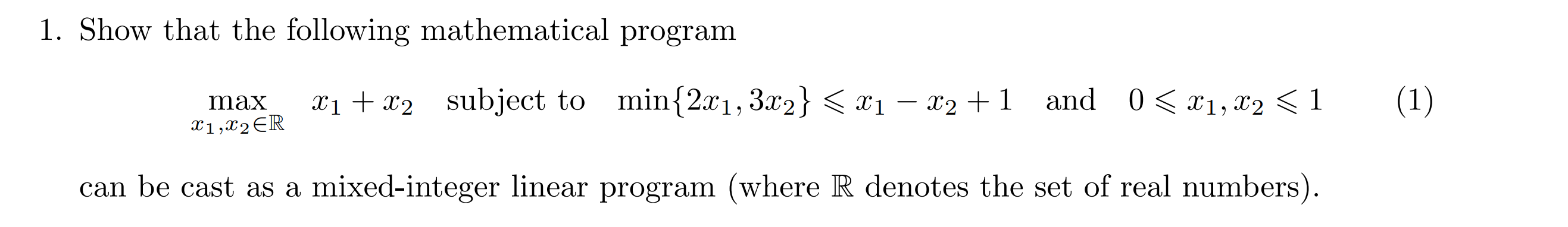 Solved 1. Show that the following mathematical program | Chegg.com