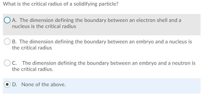 Solved What is the critical radius of a solidifying | Chegg.com