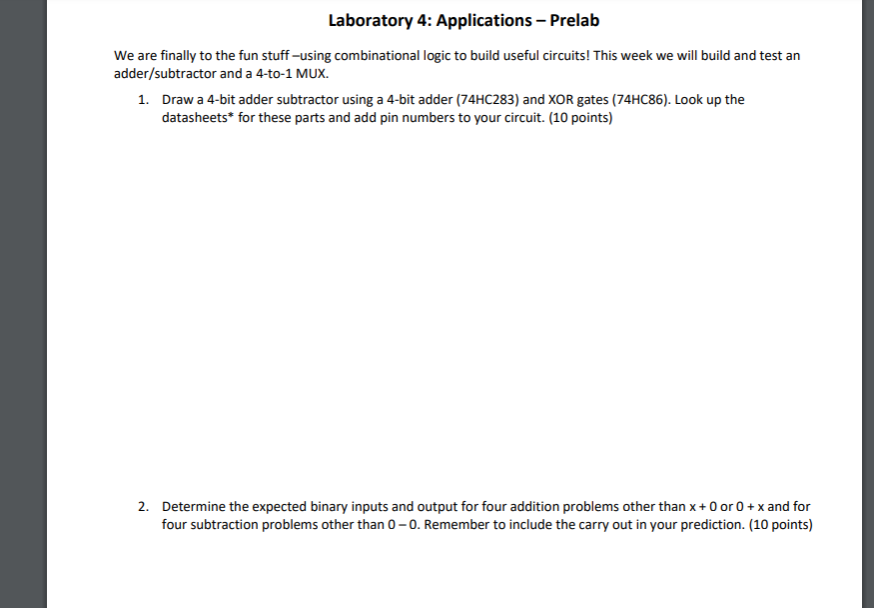 Laboratory 4: Applications - Prelab We are finally to | Chegg.com
