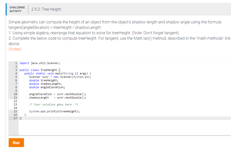 Solved CHALLENGE 29.2: Tree height ACTIVITY Simple geometry | Chegg.com