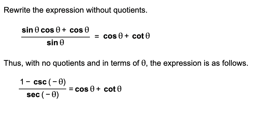 Solved Write the expression in terms of sine and cosine, and | Chegg.com