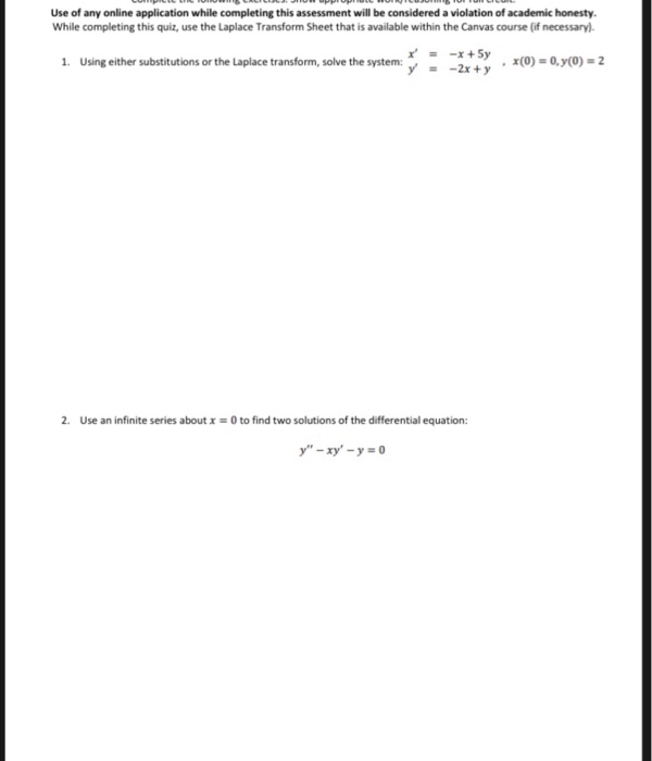 Solved Use of any online application while completing this | Chegg.com