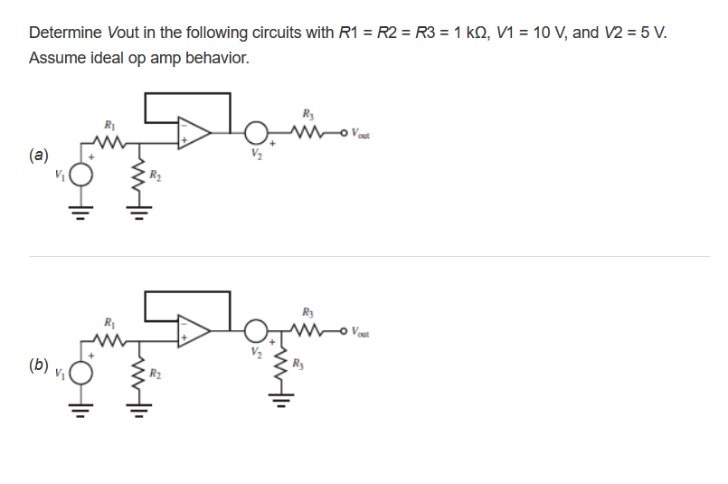 Solved Determine Vout in the following circuits with R1 R2 | Chegg.com