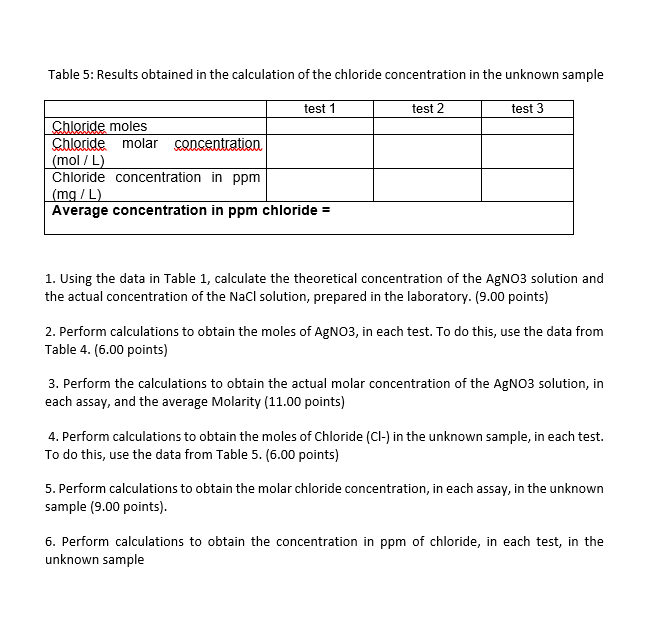 Solved Table 1: AgNO3 and Naci data in the preparation of | Chegg.com