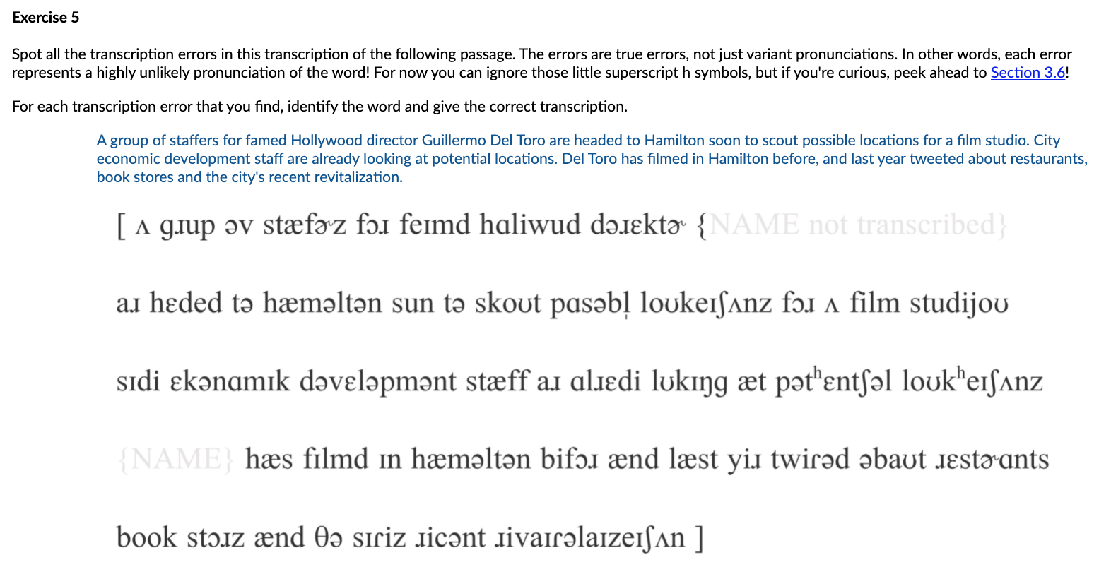 Exercise 5 Spot all the transcription errors in this | Chegg.com