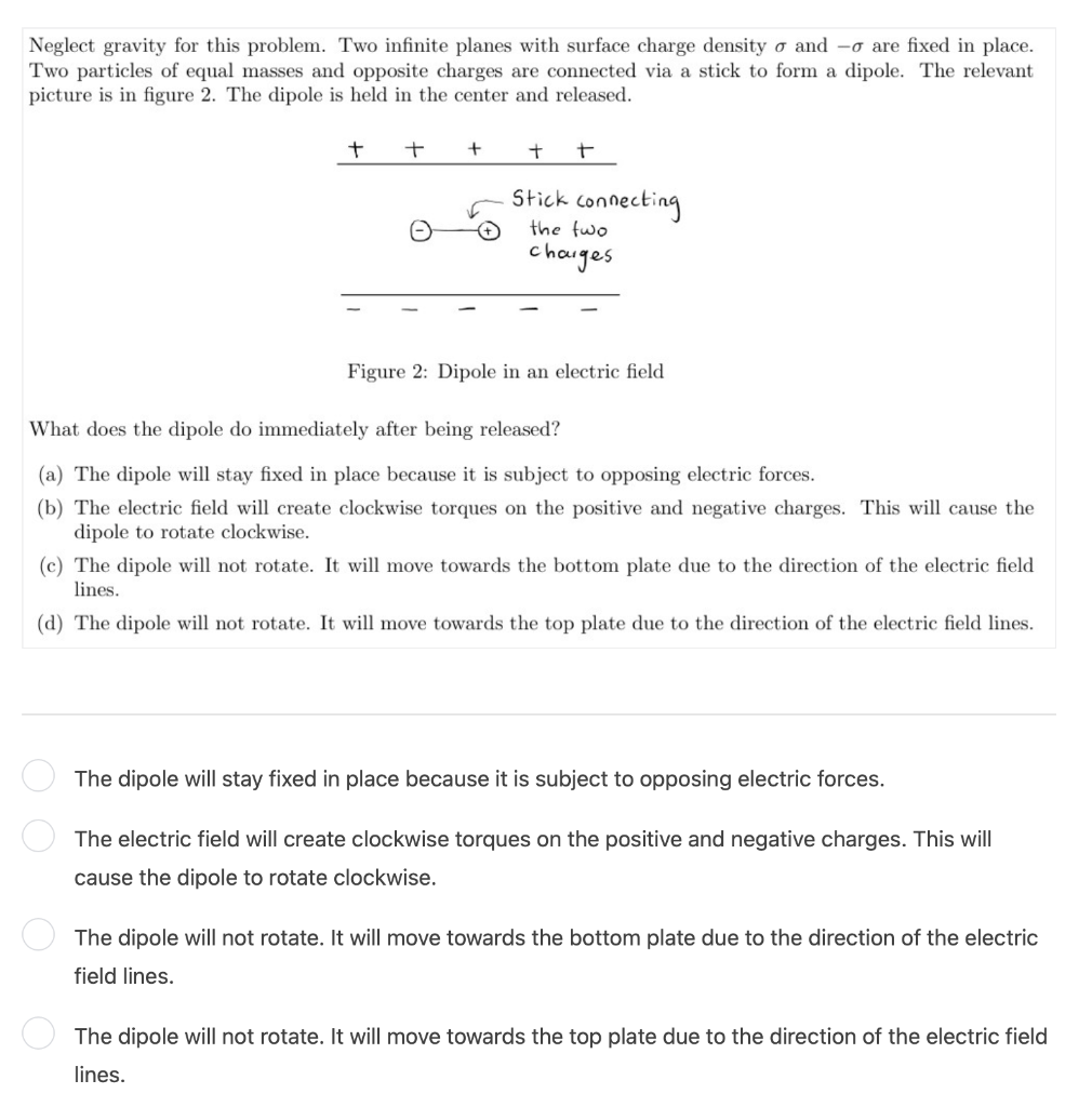 Solved Neglect gravity for this problem. Two infinite planes | Chegg.com