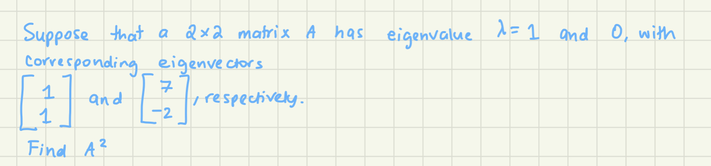 Solved Suppose that a 2x2 matrix A has eigenvalue l= 1 and | Chegg.com