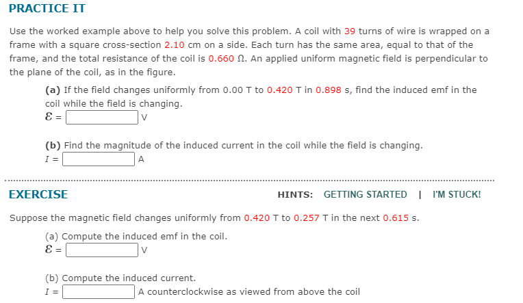 Solved GOAL Calculate an induced emf and current with | Chegg.com