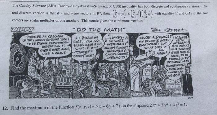 Solved The Cauchy-Schwarz (AKA Cauchy-Bunyakovsky-Schwarz, | Chegg.com