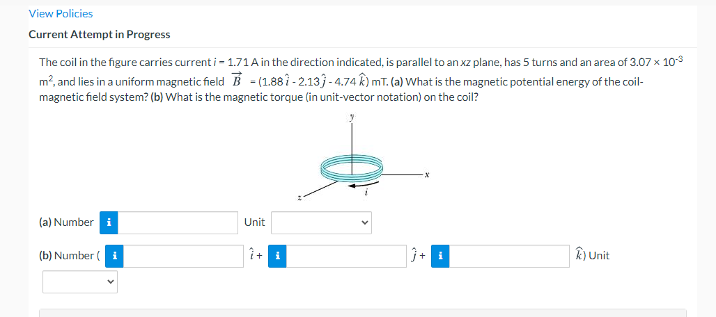 Solved View Policies Current Attempt in Progress The coil in | Chegg.com