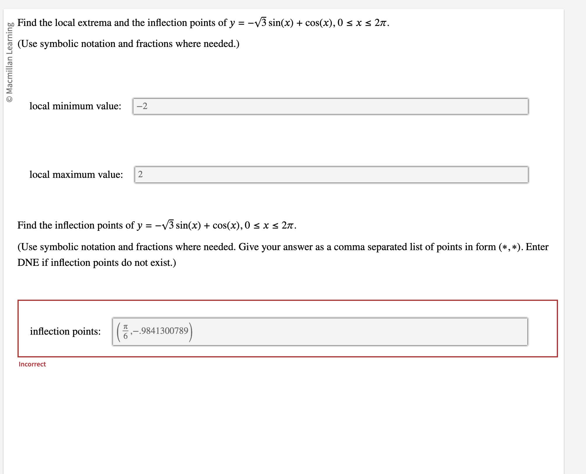 Solved Find the local extrema and the inflection points of | Chegg.com