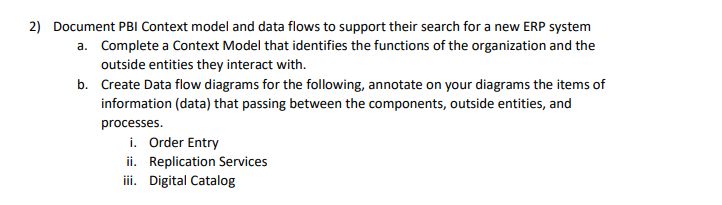 2) Document PBI Context model and data flows to | Chegg.com