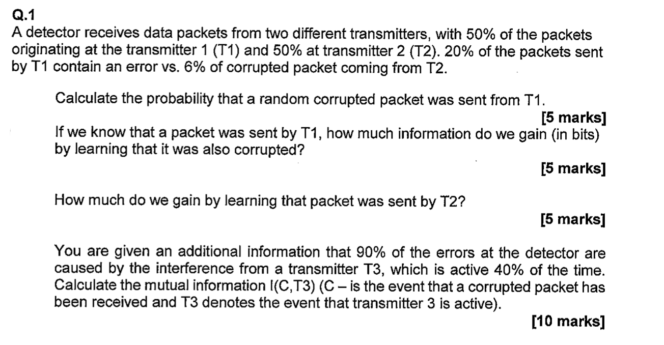 Solved detector receives data packets from two different | Chegg.com