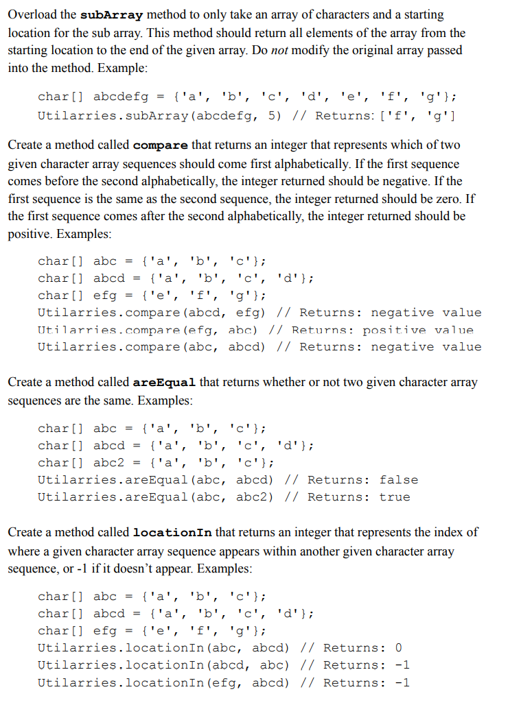 Solved Create A Method Called Subarray That Returns An Array 8648