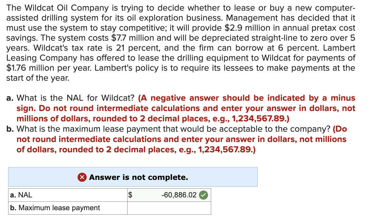 Solved The Wildcat Oil Company is trying to decide whether | Chegg.com