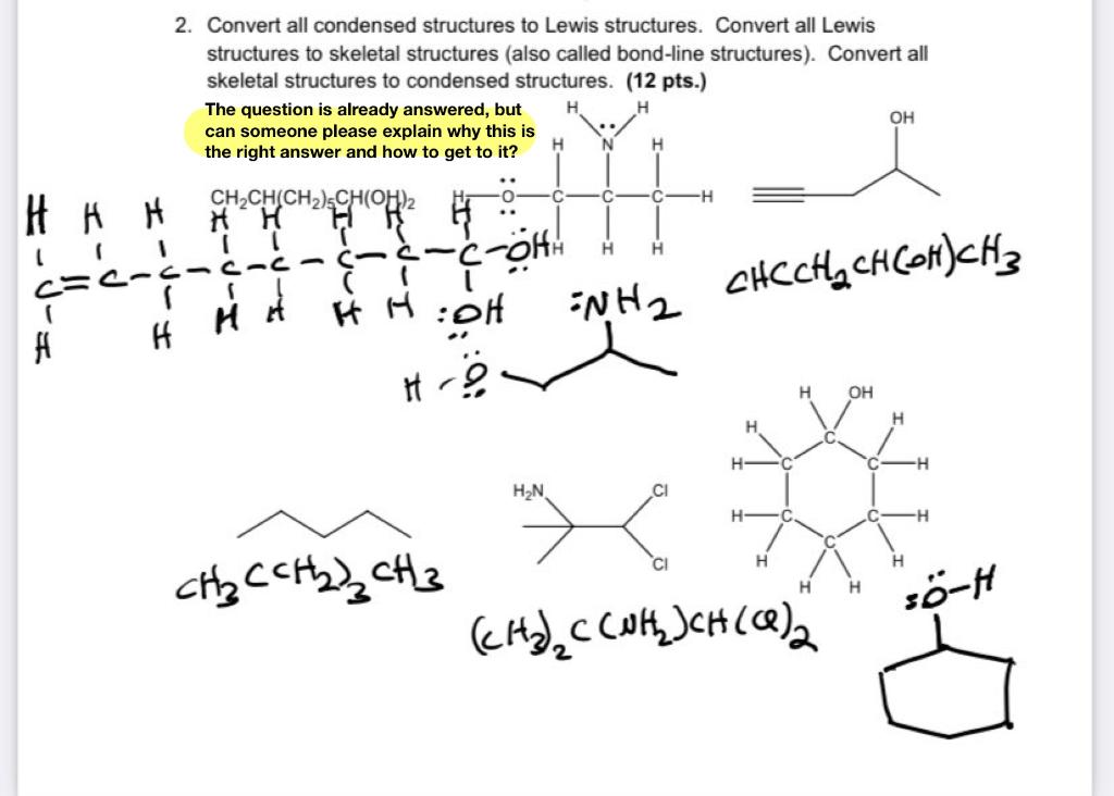 Solved 2. Convert all condensed structures to Lewis | Chegg.com