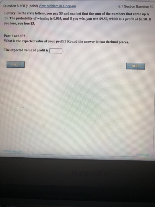 Solved Question 6 of 8 (1 point) View problem in a pop-up | Chegg.com