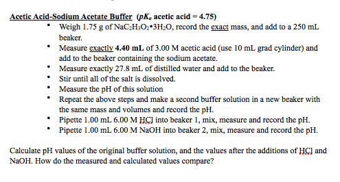 Solved Acetic Acid-Sodium Acetate Buffer (pK, acetic acid | Chegg.com