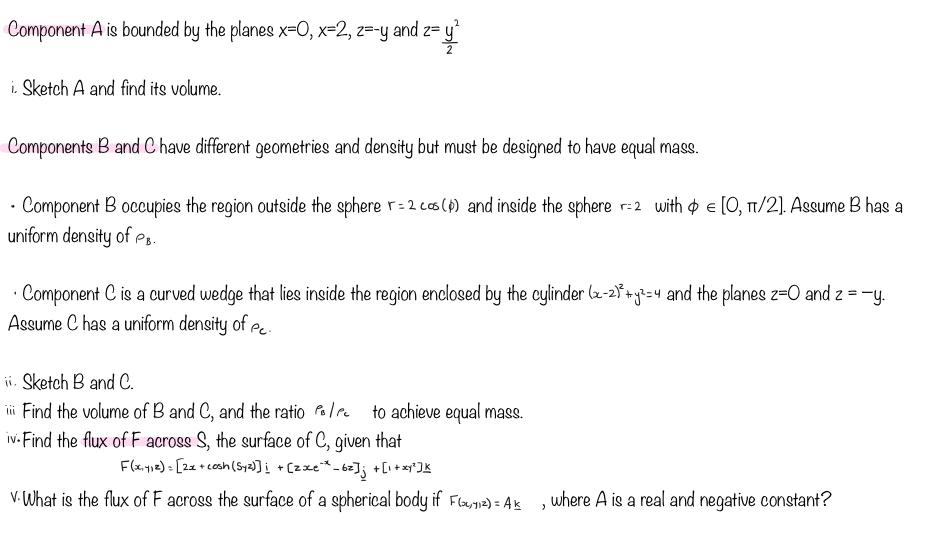 Solved Component A is bounded by the planes x=0,x=2,z=−y and | Chegg.com